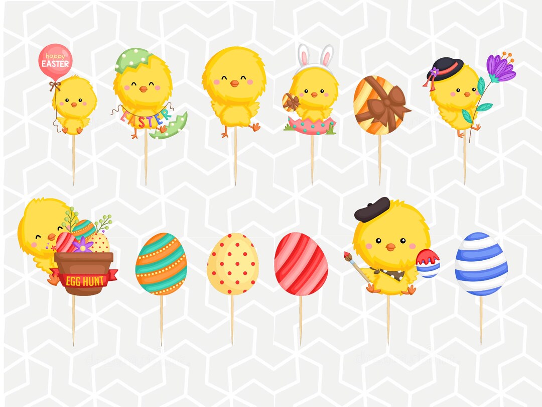 Easter Chick Cupcake Toppers or Stickers - Etsy
