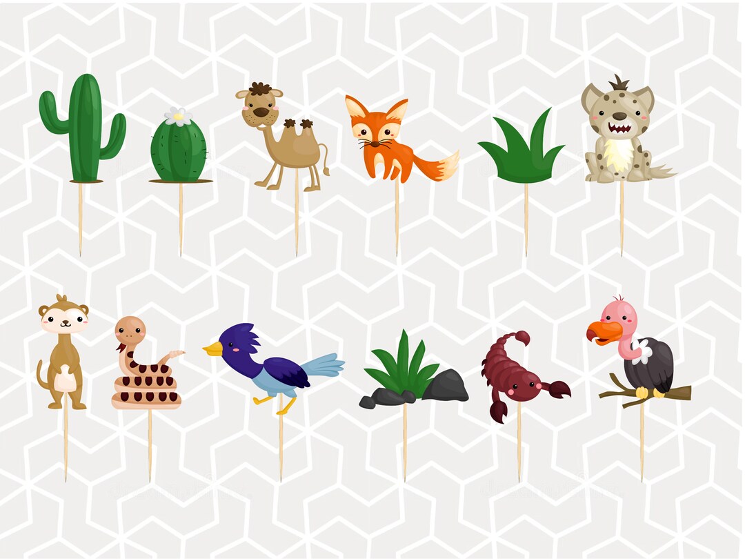 Desert Animals Cupcake Toppers or Stickers - Etsy