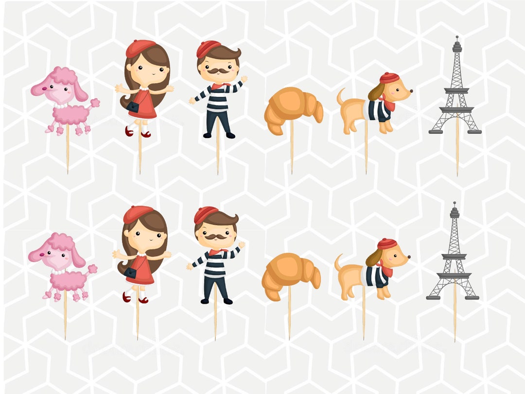 Couple in Paris Cupcake Toppers or Stickers - Etsy