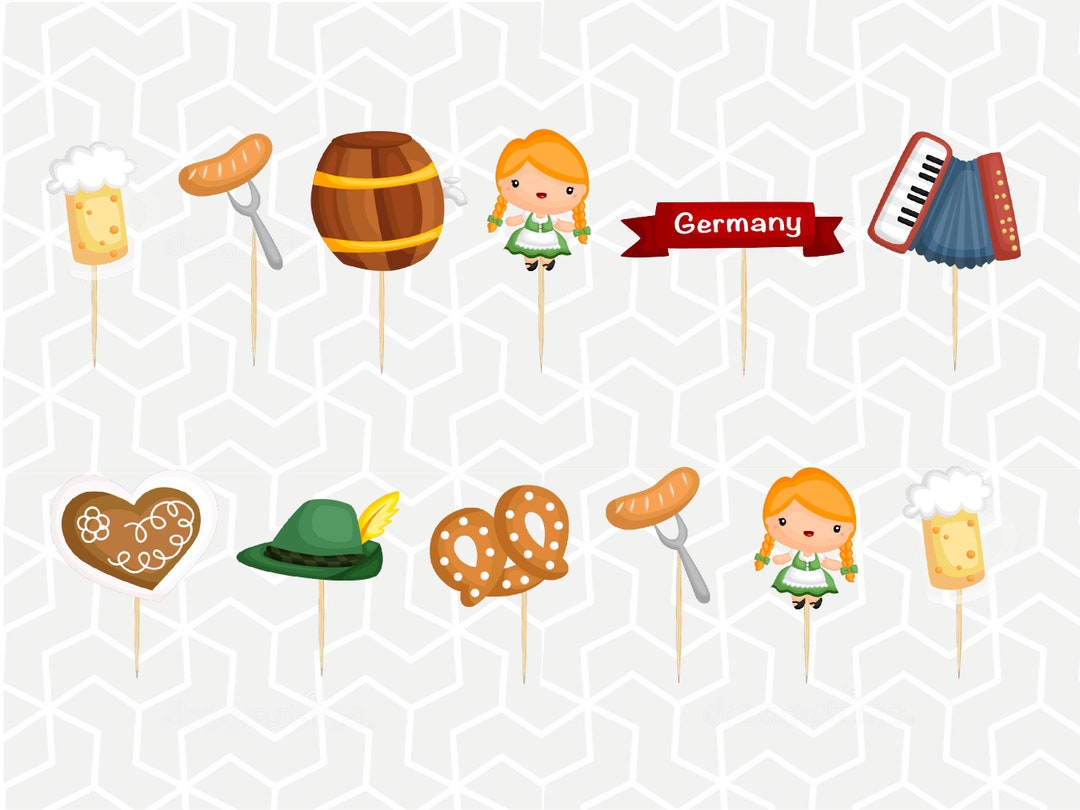 German Culture Cupcake Toppers or Stickers - Etsy