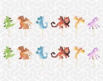 Cute Mythical Creatures, Pt 2 Stickers or Prints 6x6or8x8 Approx Dragon ...