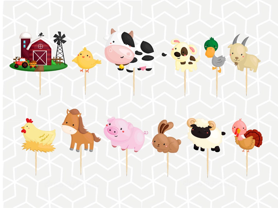 Farm Animals Cupcake Toppers or Stickers - Etsy