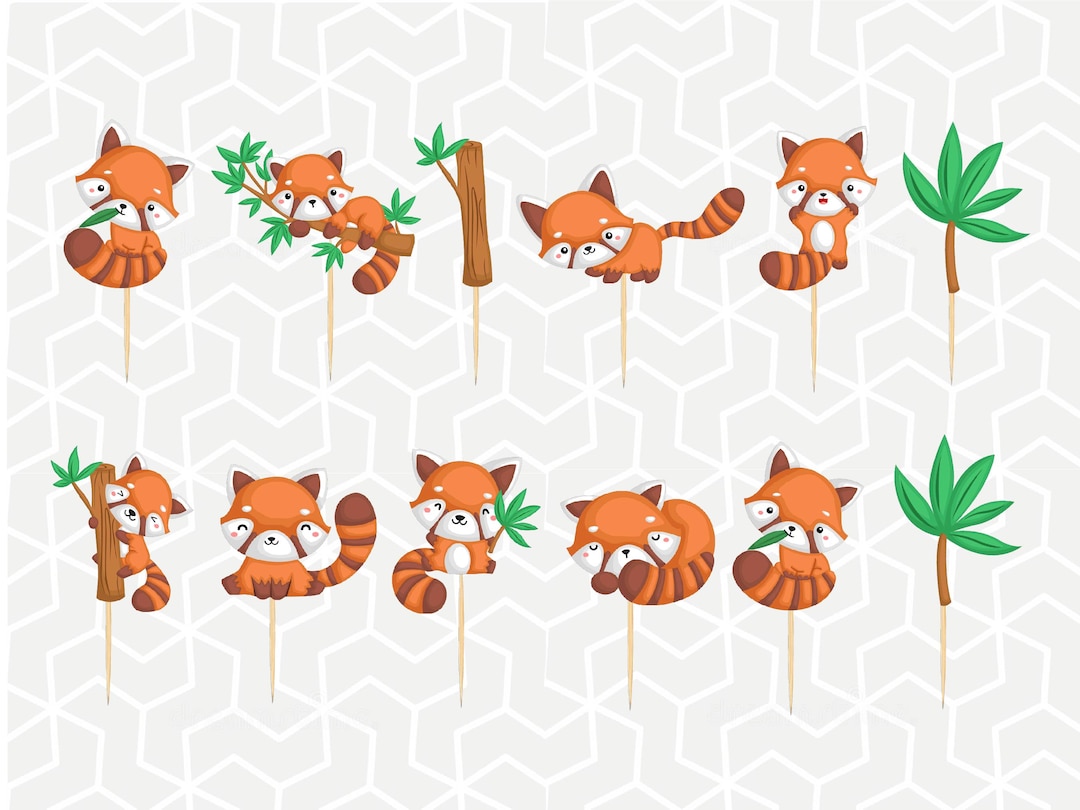 Red Panda Cupcake Toppers or Stickers - Etsy
