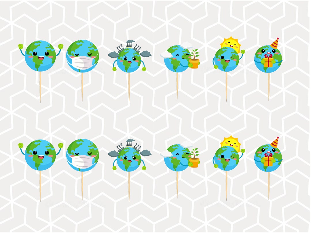 Earth Day #2 Cupcake Toppers or Stickers - Etsy