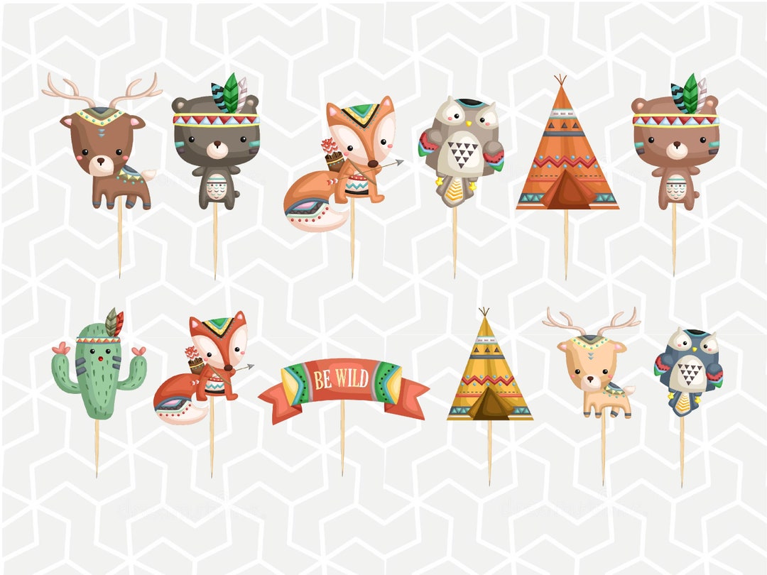 Indigenous Animals Cupcake Toppers or Stickers - Etsy
