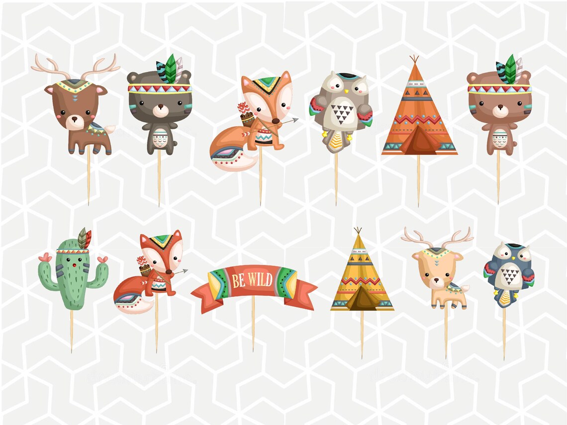 Indigenous Animals Cupcake Toppers or Stickers - Etsy