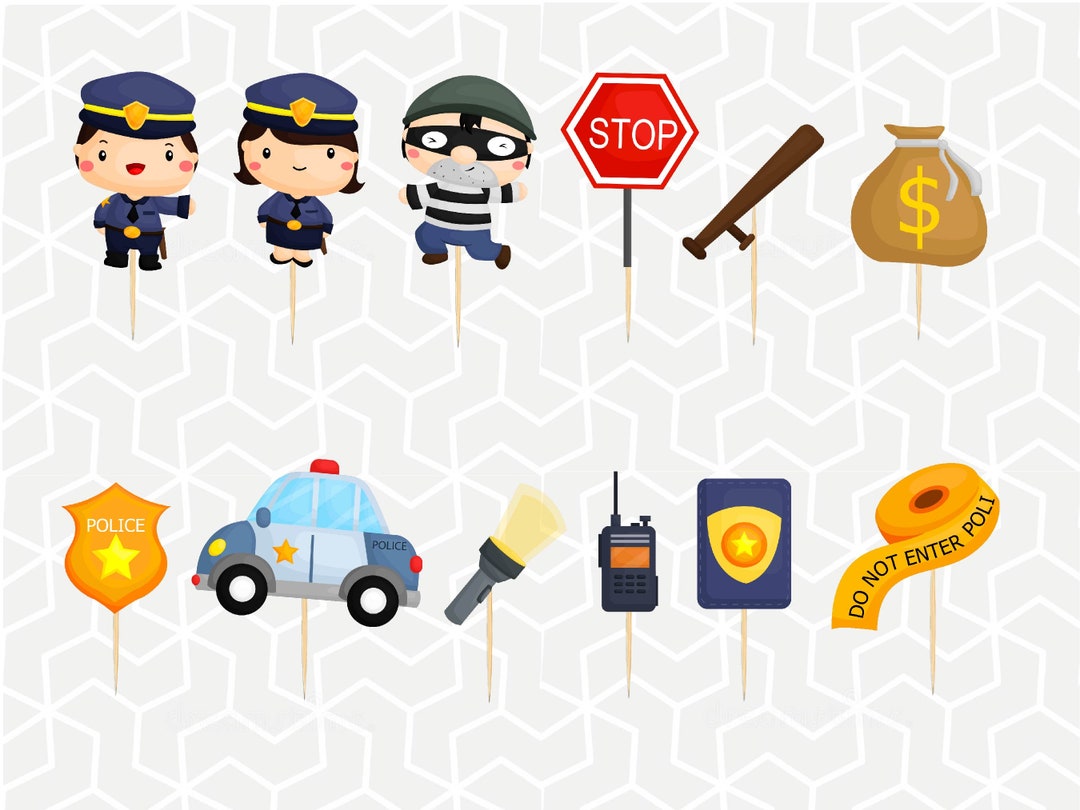 Cops and Robber Cupcake Toppers or Stickers - Etsy