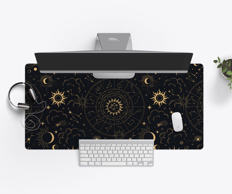 Zodiac Desk Mat Celestial Desk Pad Astrology Large Gaming - Etsy