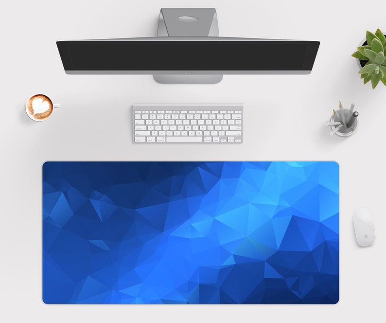 Blue Geometric Desk Mat Large Gaming Mouse Pad Desk Pad - Etsy