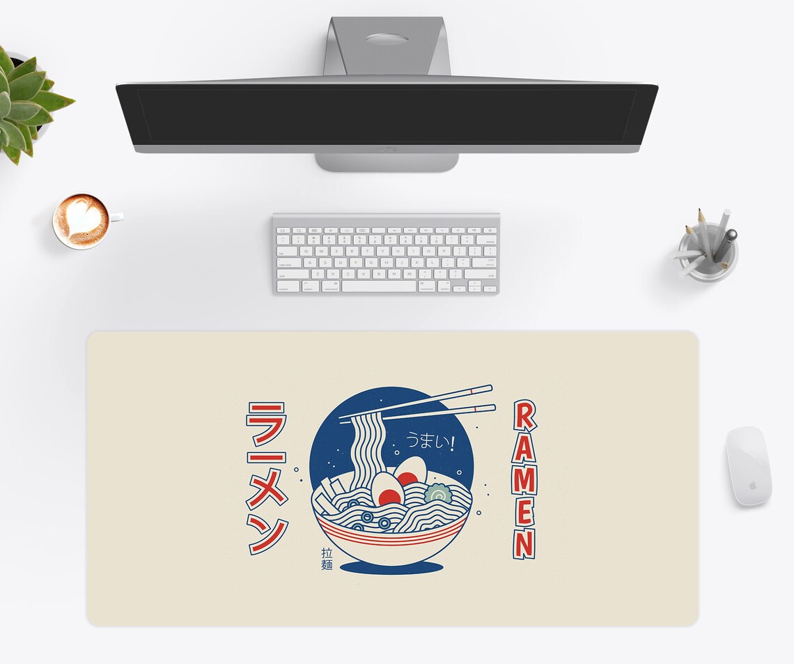 Japanese Ramen Desk Mat Kawaii Desk Pad Large Gaming Mouse - Etsy