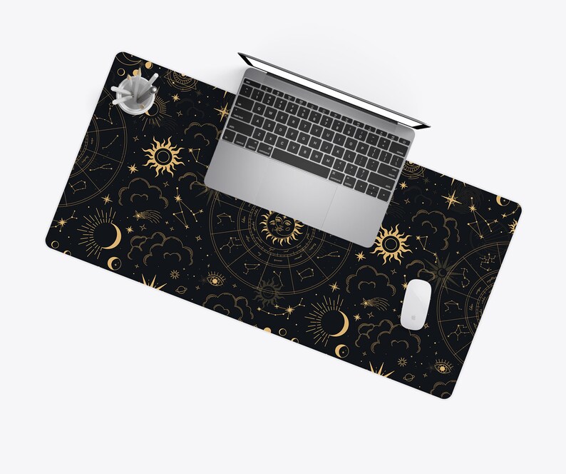 Zodiac Desk Mat Celestial Desk Pad Astrology Large Gaming | Etsy