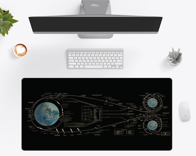 Moon Topographic Map Desk Mat Large Gaming Mousepad Black - Etsy