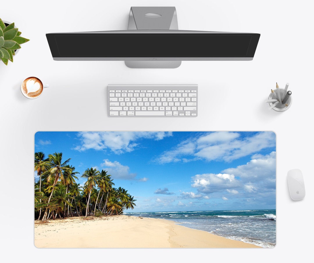 Beach Scene Desk Mat, Large Nature Mouse Pad | Coastal Ocean Office ...