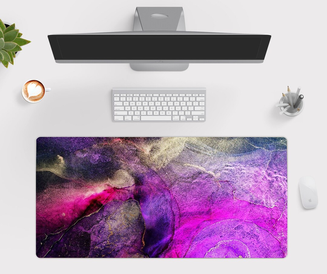 Purple Alcohol Ink Desk Mat, Desk Pad, Large Gaming Mousepad 10x16 ...