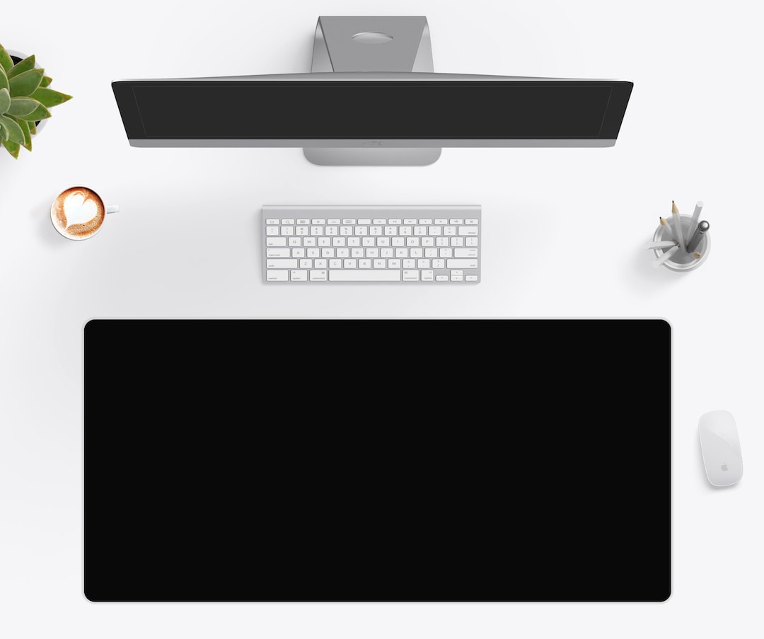 Plain Black Desk Mat, Large Black Gaming Mousepad, XXL Black Mousepad ...