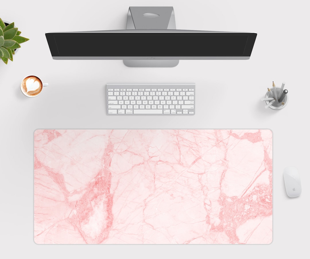 Pink Marble Large Desk Mat, Big Gaming Mousepad 10x16 12x18 14x24 18x36 ...