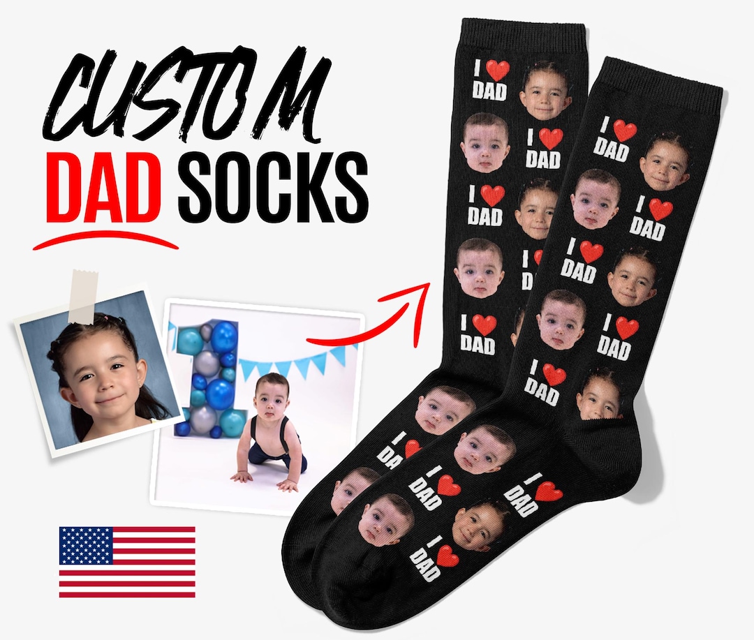 Personalized Photo Dad Socks, Custom Face Socks | Father's Day Gift ...