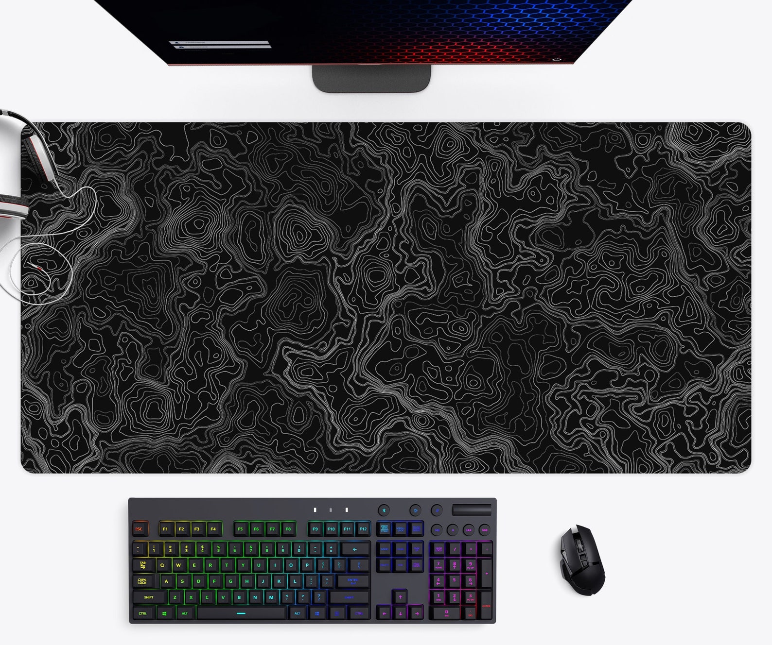 Dimensional Black Topographic Desk Mat Desk Pad Large Gaming - Etsy ...