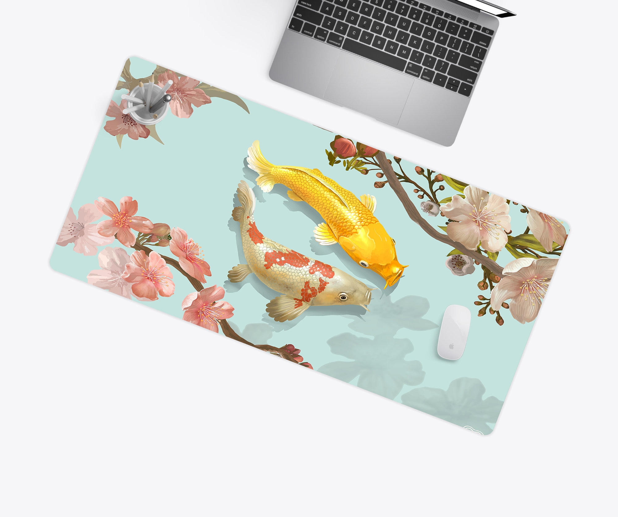 Koi Fish Japanese Desk Mat Anime Desk Pad Large Gaming Mouse - Etsy