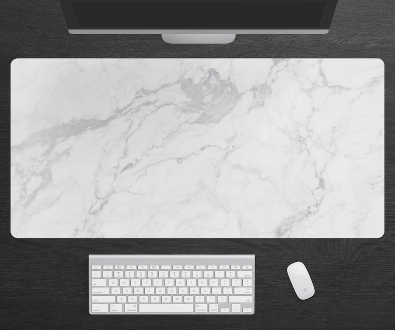 White Marble Desk Mat Large Desk Pad Big Gaming Mousepad | Etsy Canada