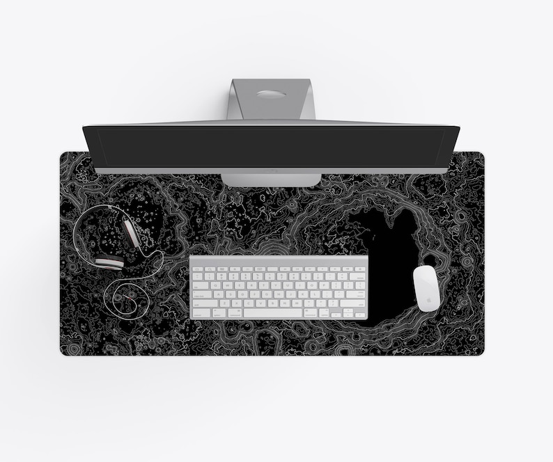 Moon Topographic Map Desk Mat Large Gaming Mousepad Black - Etsy
