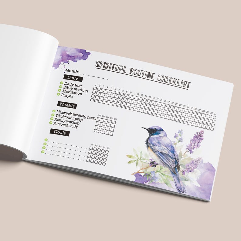 JW Spiritual Routines Checklist / Tracker / Printable . Model 1 Lavanda ...