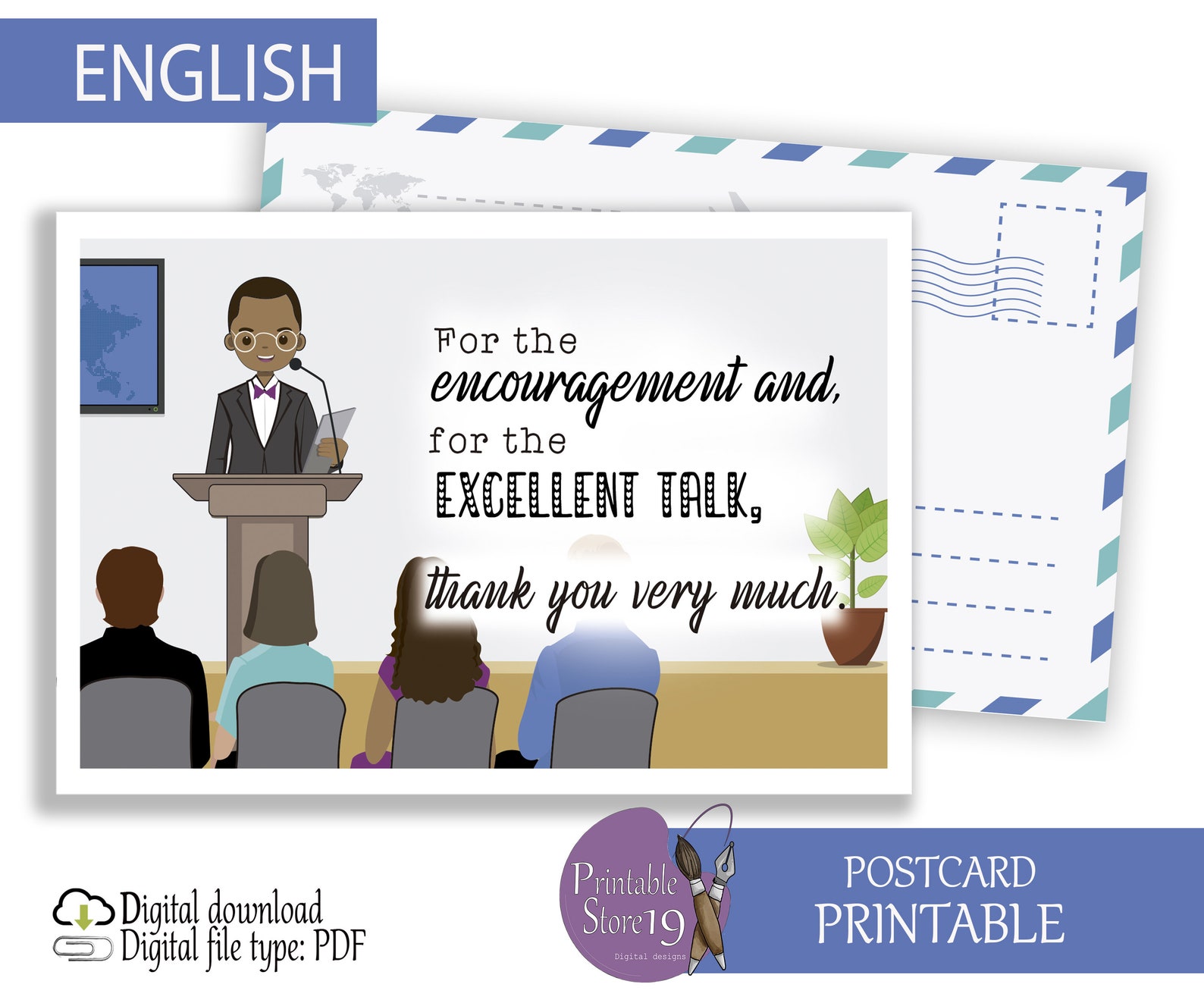 JW Digital and Printable Postcard for Speakers: "thanks ...