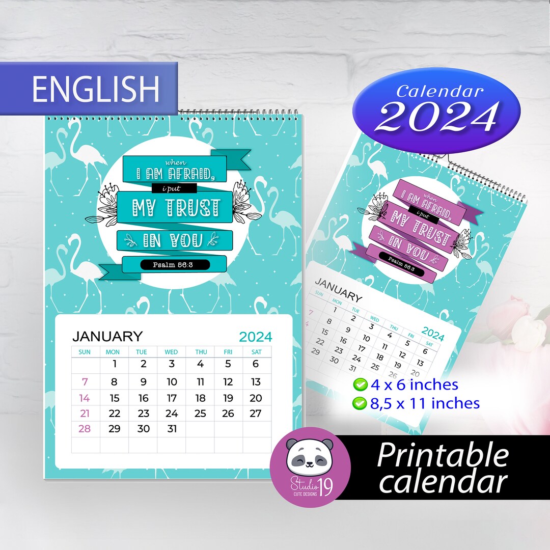 Jw Calendar 2024 With the Text of the Year Psalm 56:3 Digital - Etsy UK