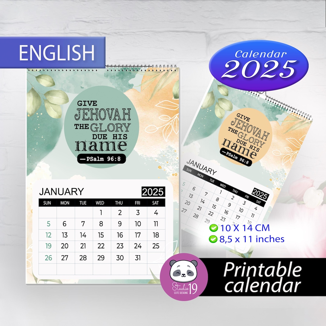Jw Calendar 2025| With the Text of the Year Psalm 96:8 Digital ...