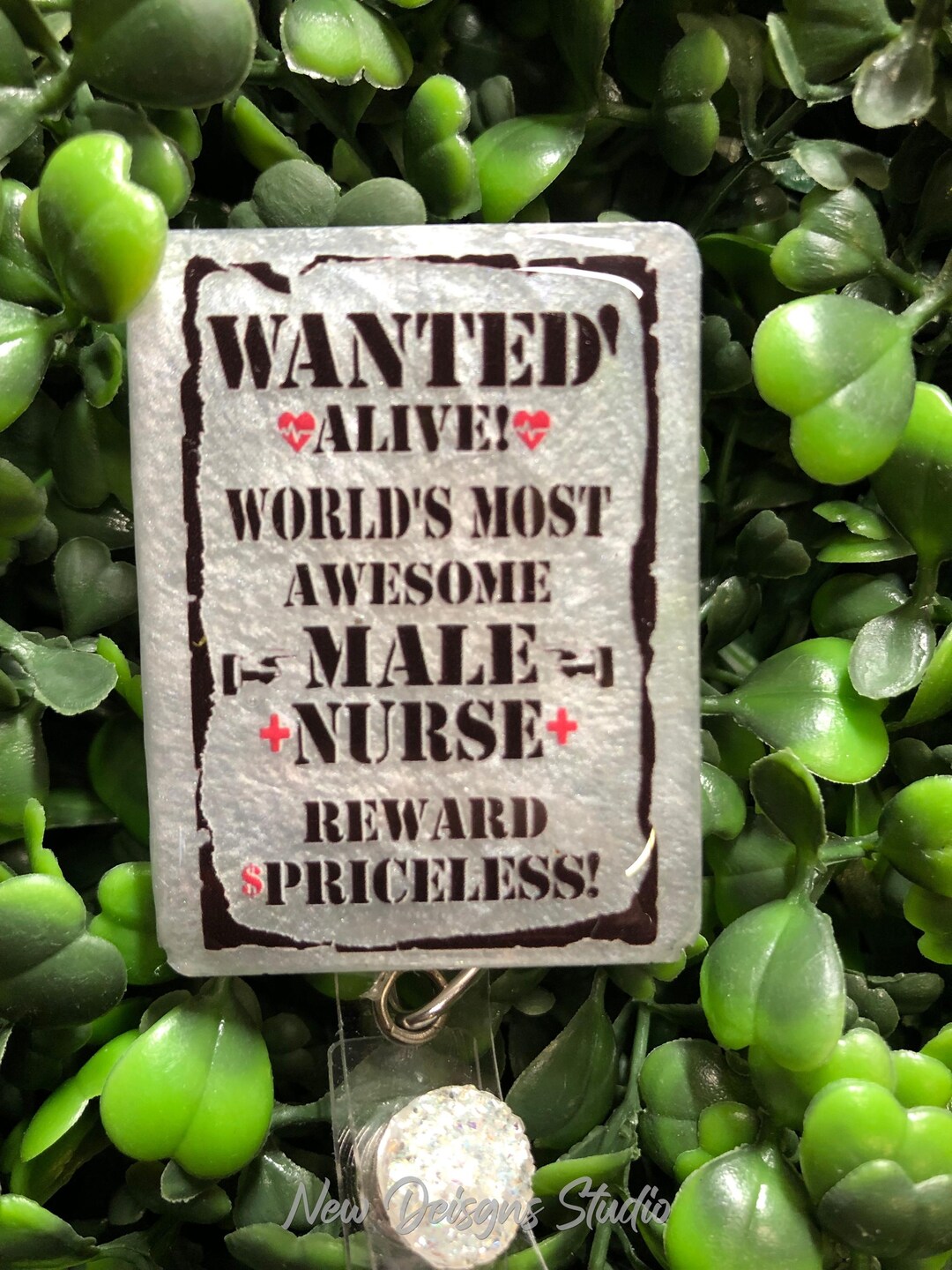 Male Nurse Wanted Poster Badge Reel: Shimmery Epoxy Topper - Etsy