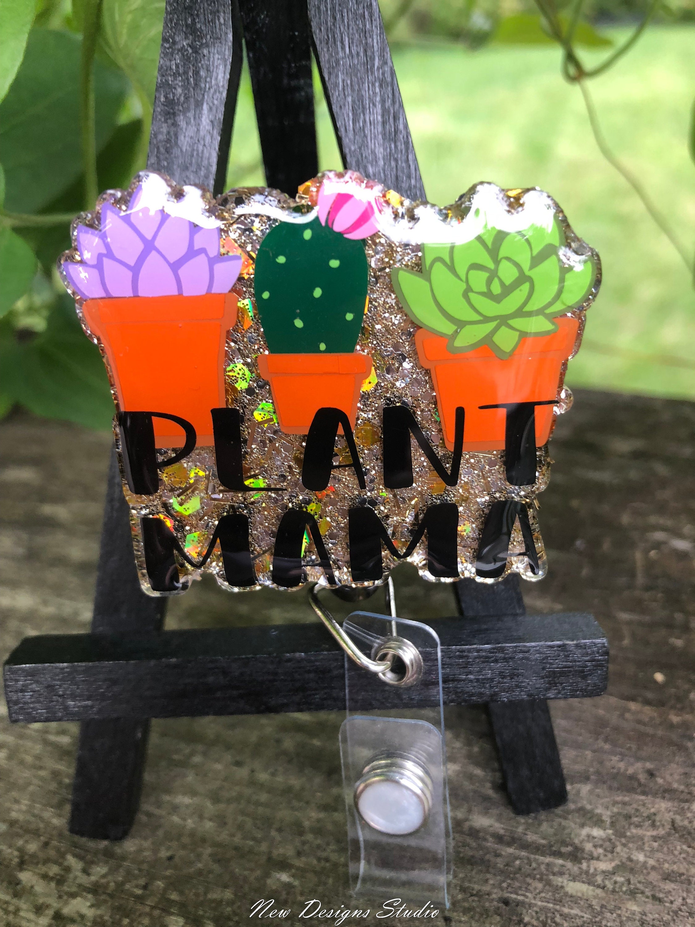Plant Mama Badge Reel Plant ID Holder Retractable ID Reel | Etsy
