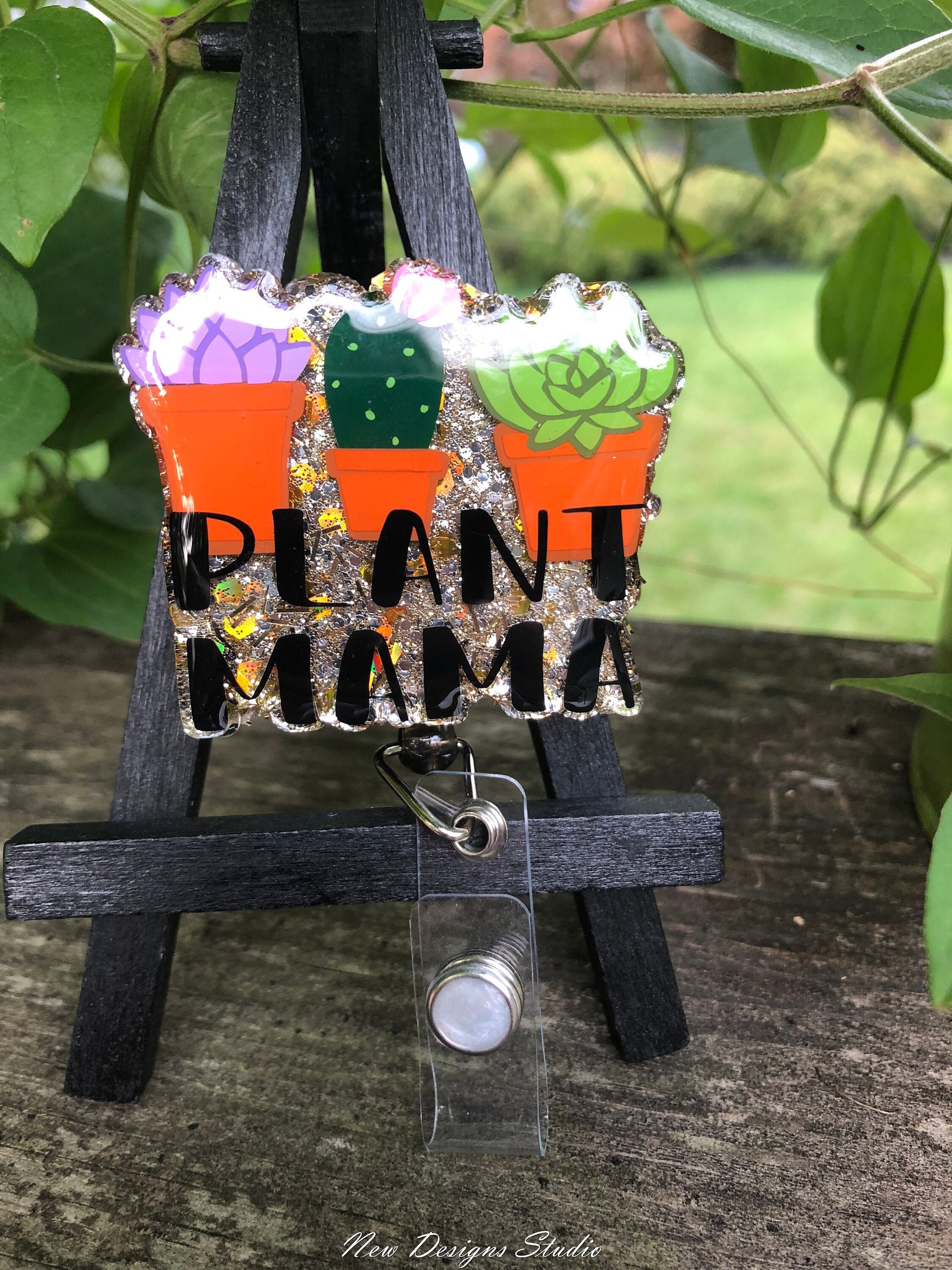 Plant Mama Badge Reel Plant ID Holder Retractable ID Reel | Etsy