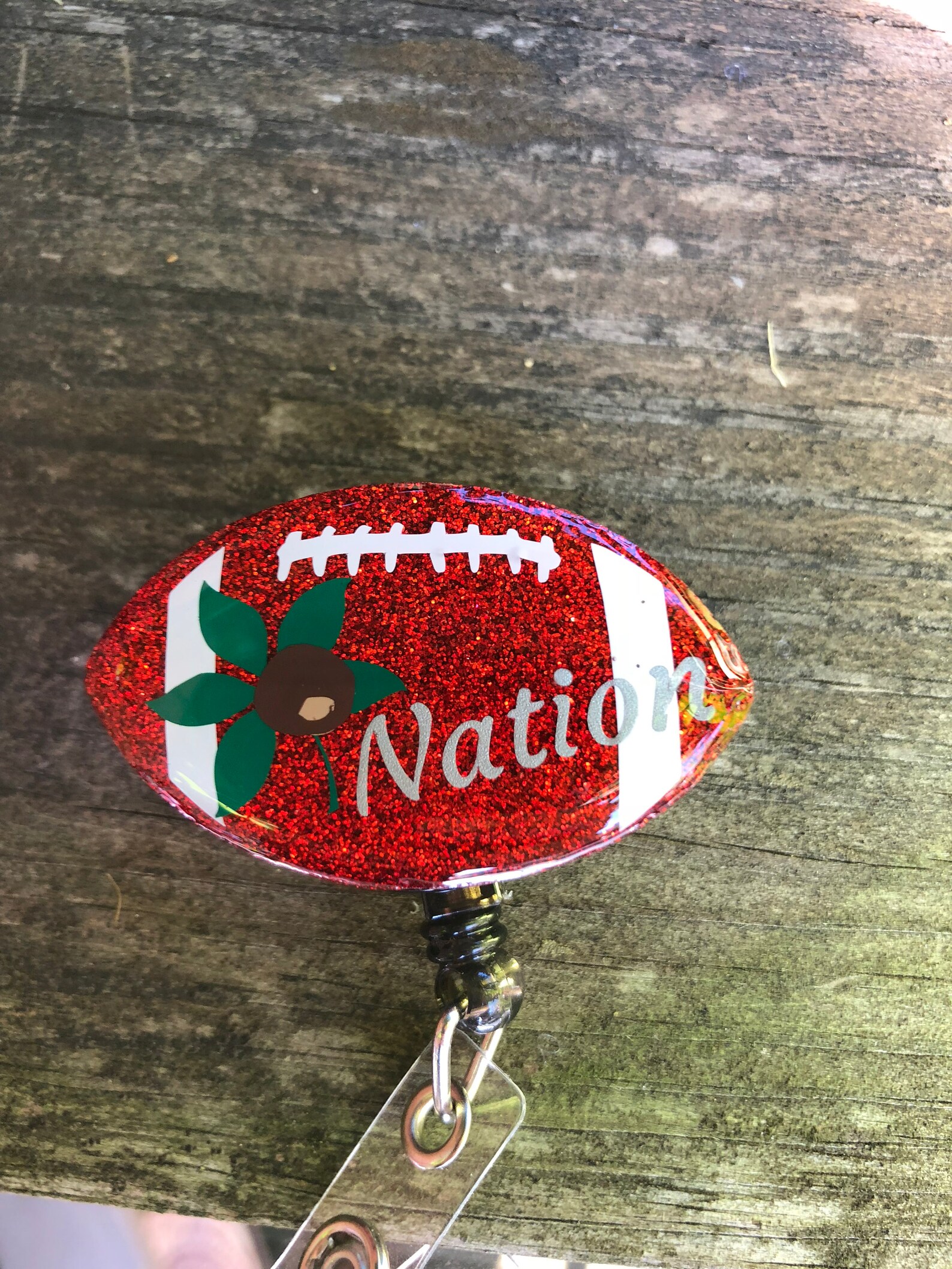 Red Buckeye Nation Football Badge Reel Ohio State ID Holder - Etsy