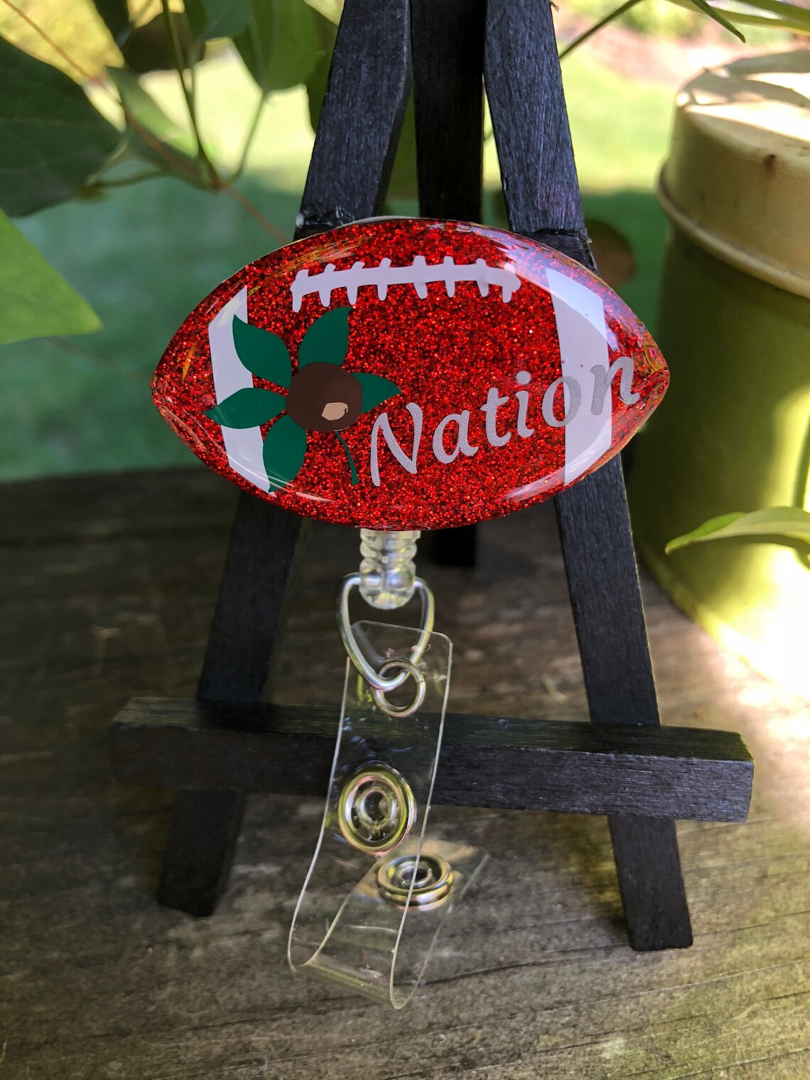 Red Buckeye Nation Football Badge Reel Ohio State ID Holder - Etsy