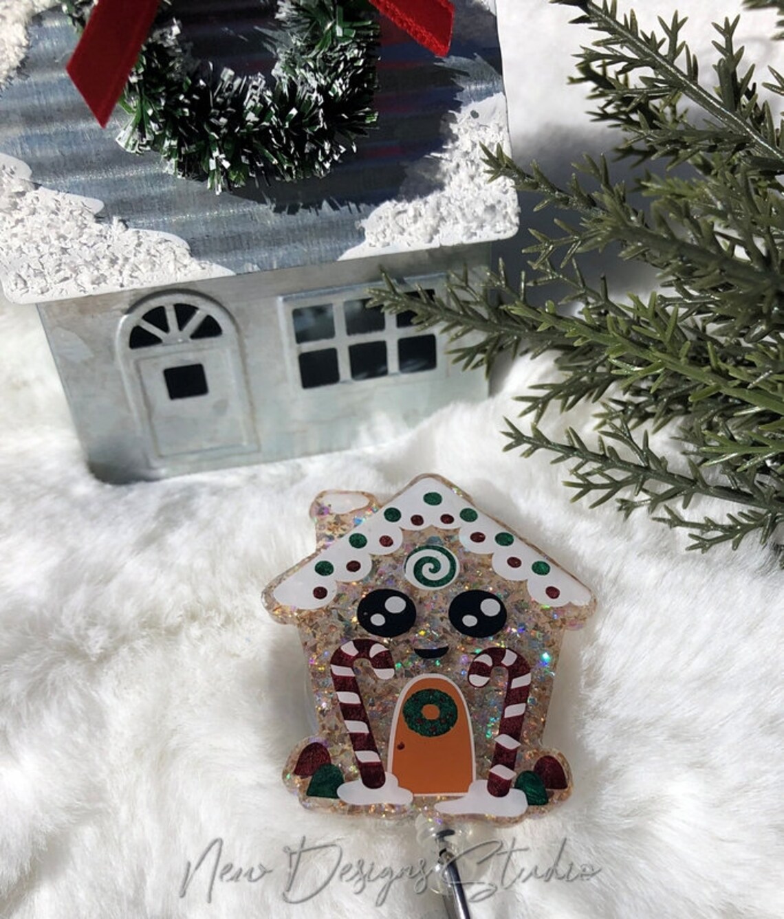Gingerbread House Badge Reel, Medical ID Holder, Holiday Display ...