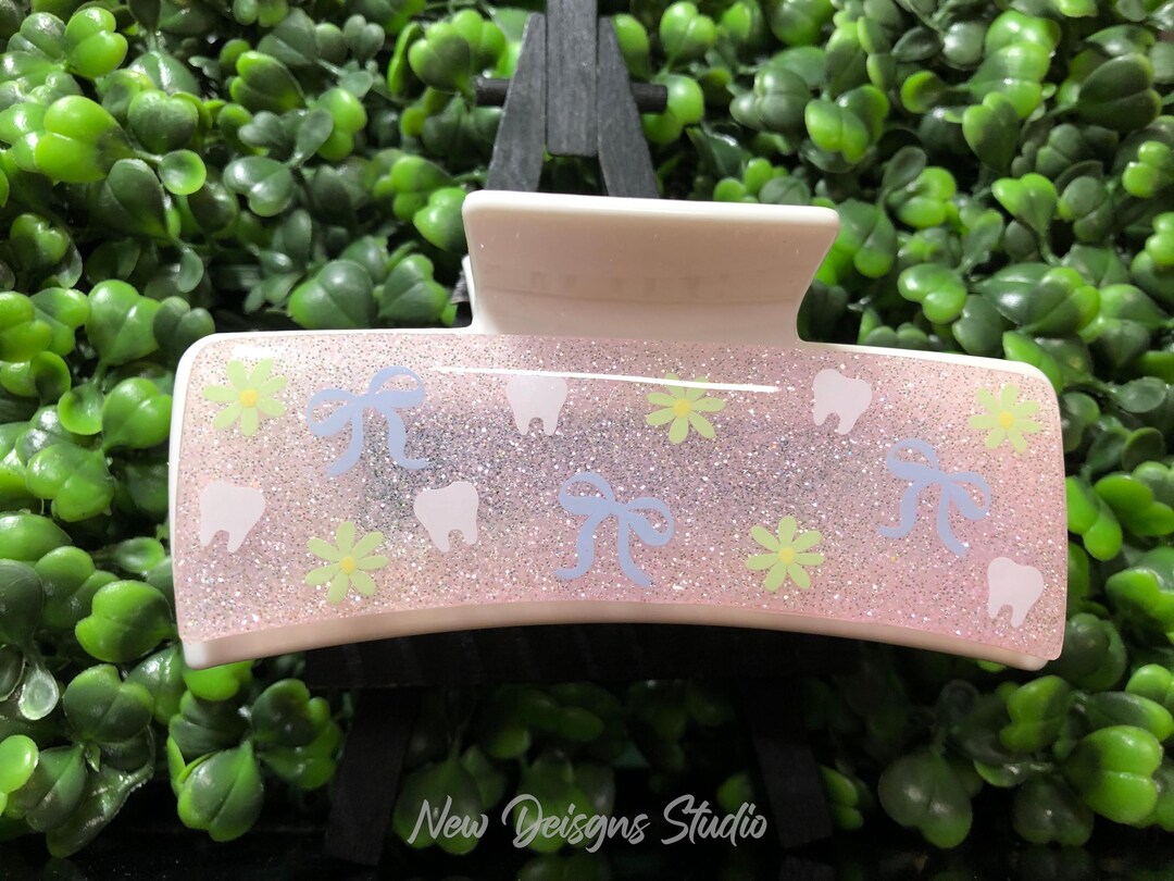 Floral Bow Teeth Hair Claw Clip, Dental Student Gift - Etsy