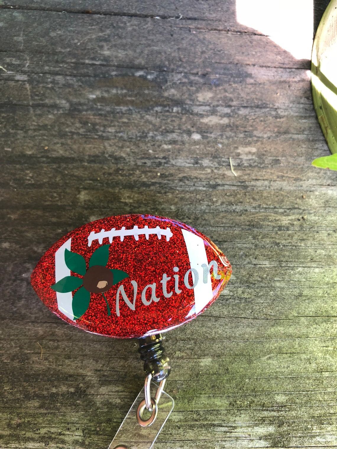 Red Buckeye Nation Football Badge Reel Ohio State ID Holder - Etsy