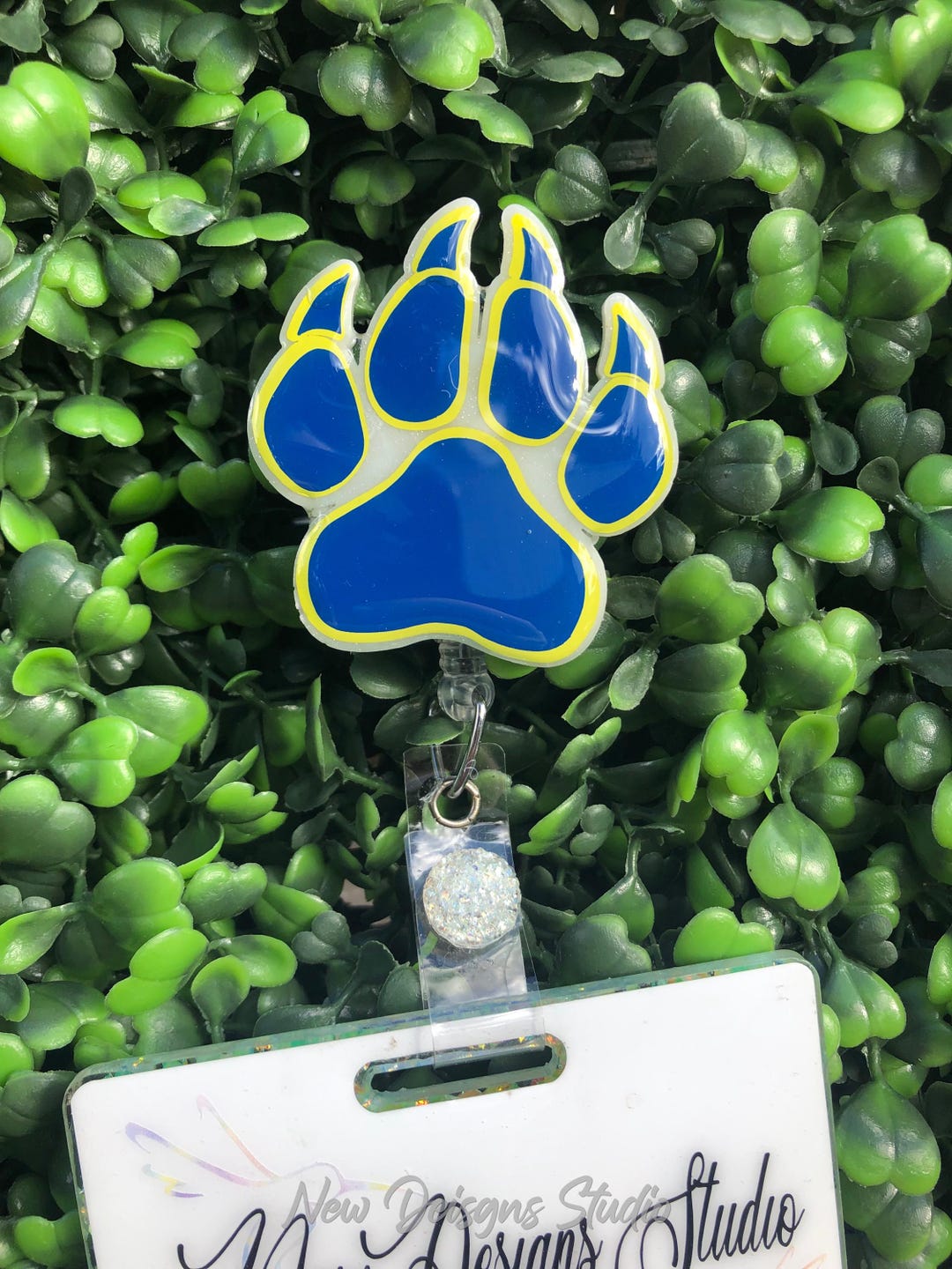 Panther Paw Football Badge Reel, Bear Paw ID Holder, Sports Badge Clip ...