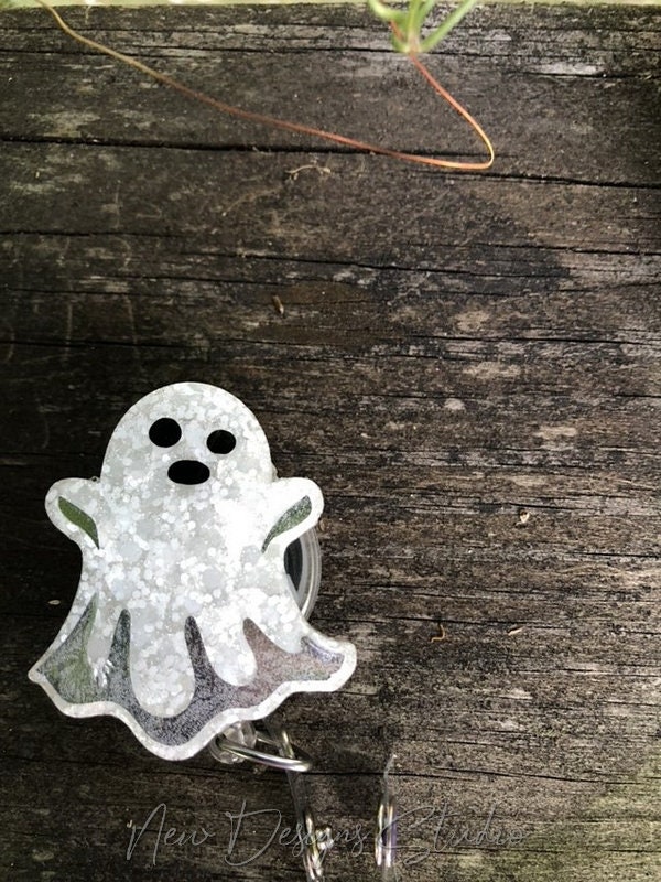 Ghost Halloween Badge Reel Medical ID Holder Teacher Badge | Etsy