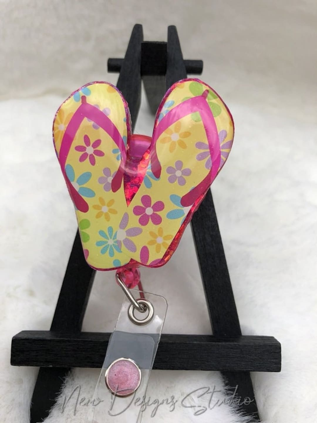 Flip Flop Badge ID Holder Custom ID Badge Reels Cute Retractable Reels ...