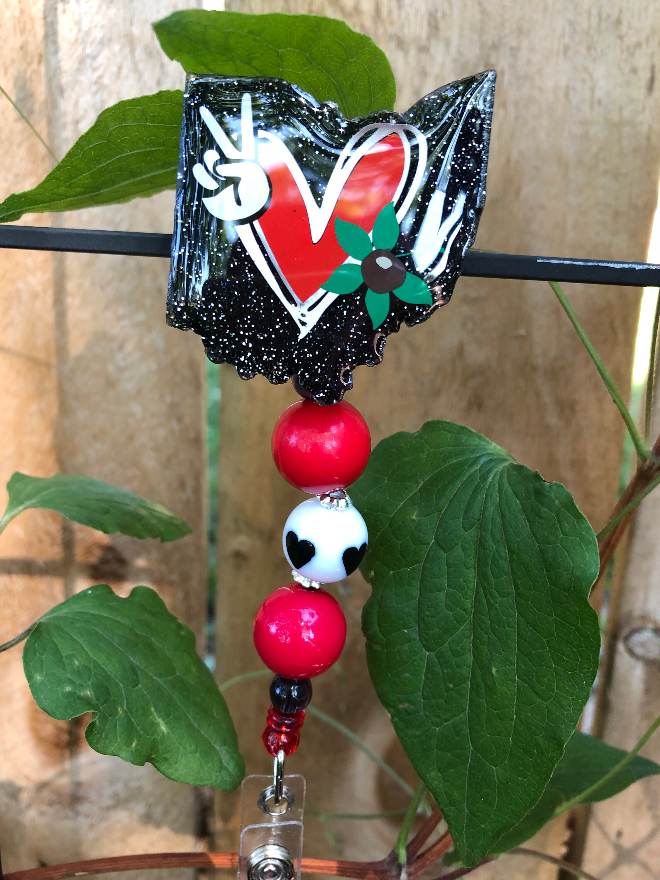 Peace Love Buckeye Badge Reel Ohio State ID Holder Buckeye - Etsy