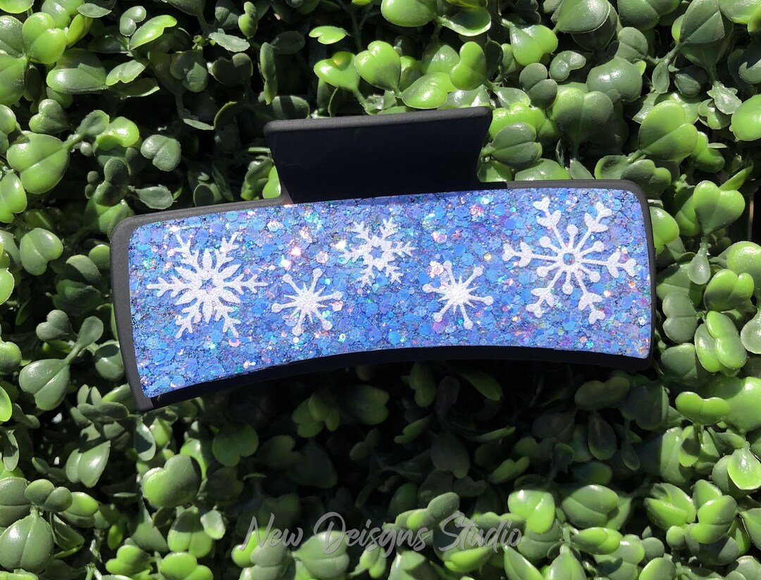 Blue Snowflake Hair Clip, Blue & White Hair Clip, Winter Hair Claw - Etsy