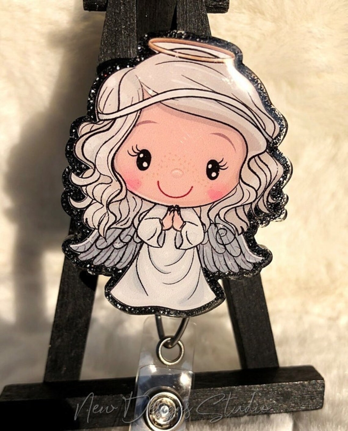 Angel Badge Reel Cute Retractable ID Holder Retractable - Etsy
