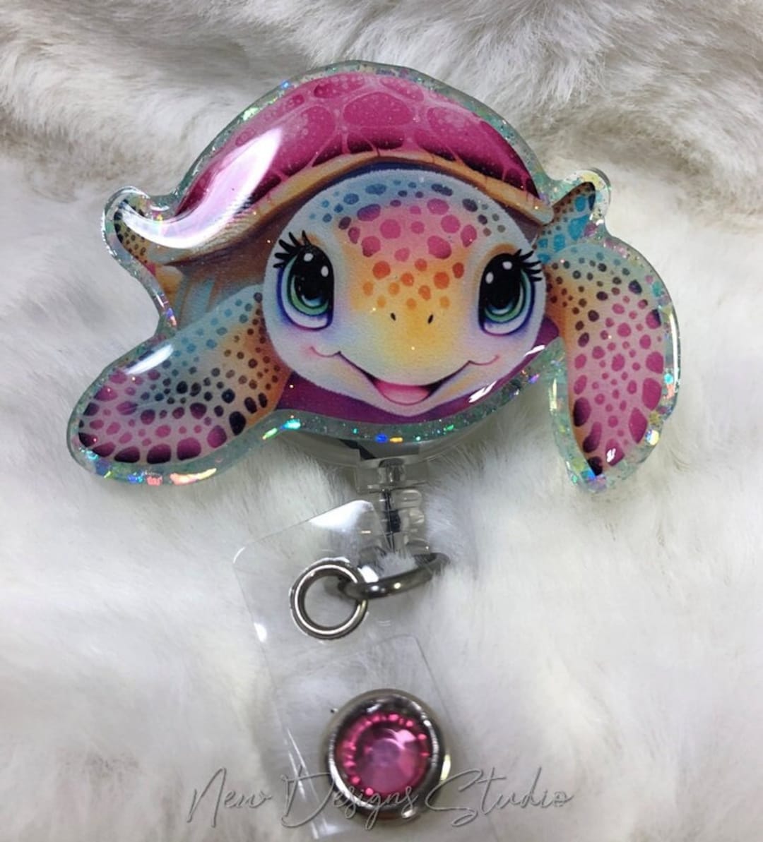 Pink Sea Turtle Badge Reel, Appreciation Gift, Medical ID Holders ...