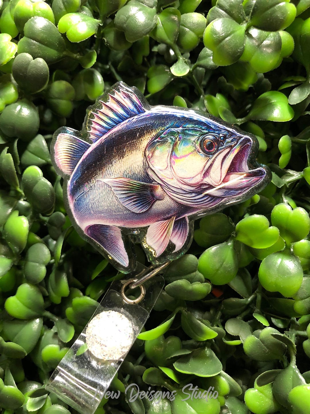 Bass Fish Badge ID Reel, Medical ID Holder, Fish Display Magnet, Gift ...