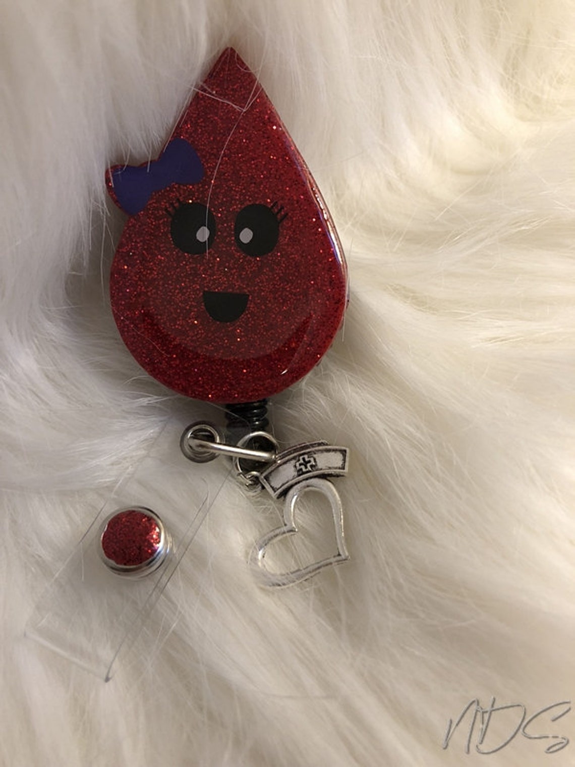 Glittered Blood Drop Medical Badge Reel Lab Tech Badge Reel - Etsy