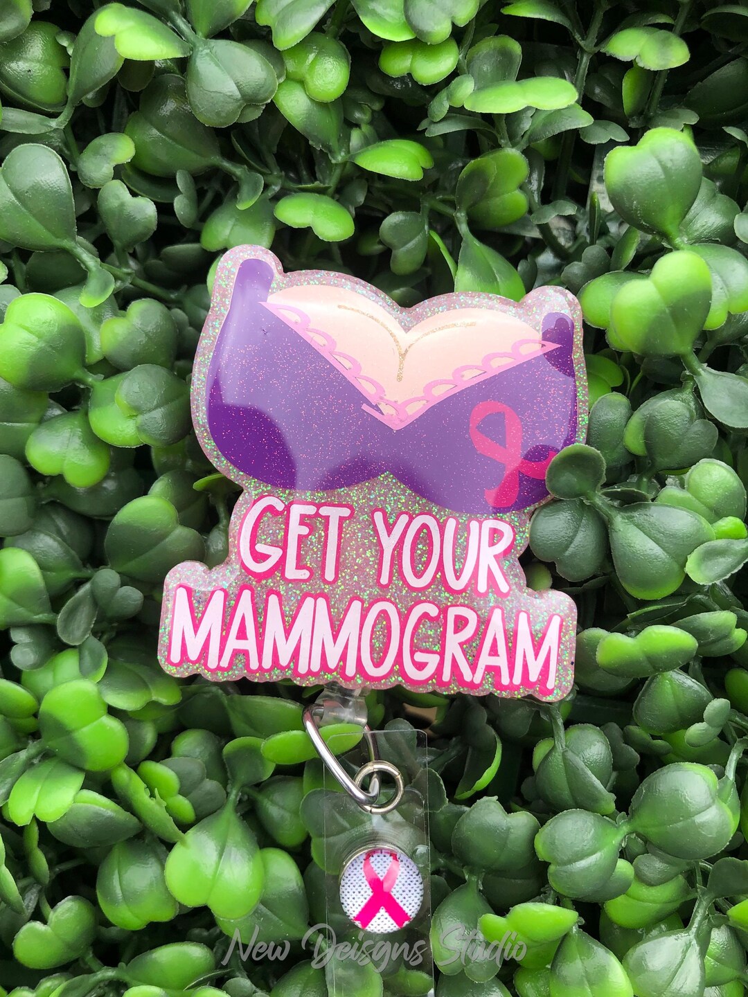 Pink Ribbon Badge Reel: Mammogram Tech Gift, Awareness ID Holder - Etsy