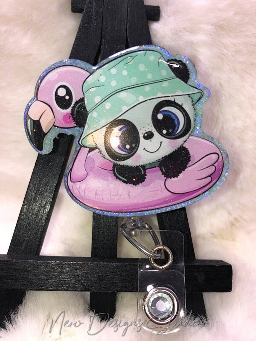 Panda Flamingo Float Badge Clip Holder, Summer ID Clips, Custom Medical ...