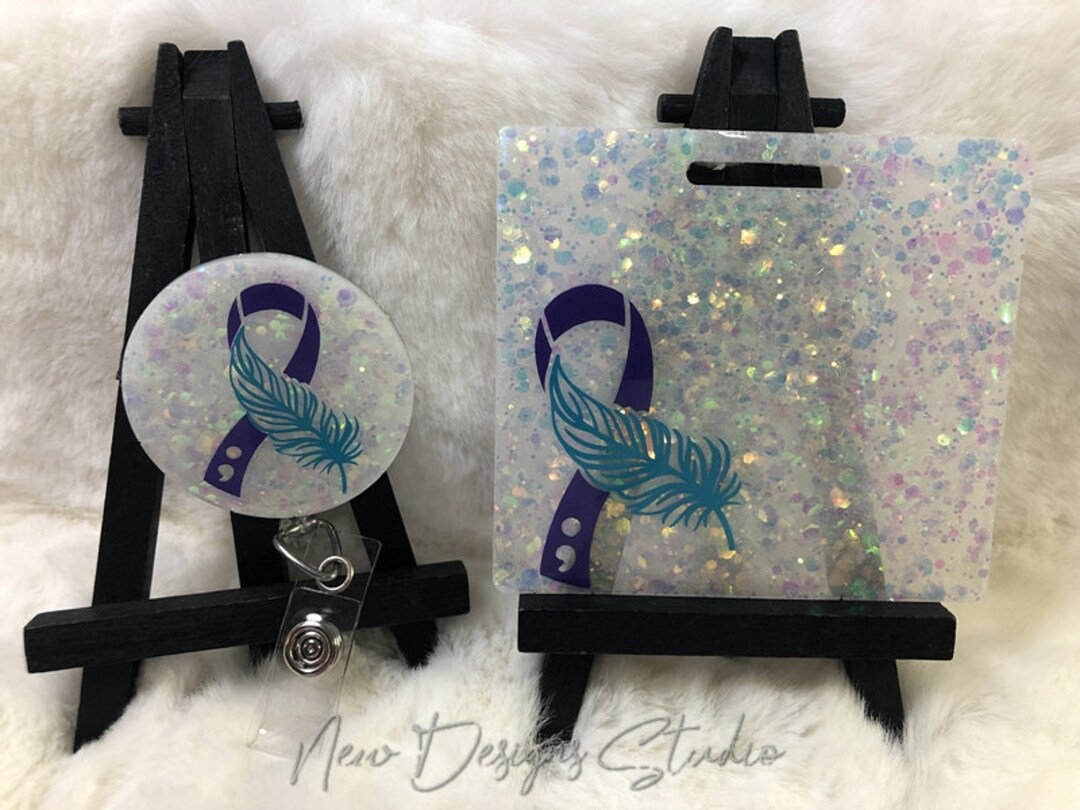 Suicide Awareness Ribbon Badge Buddy Set, Purple & Teal Awareness Badge ...