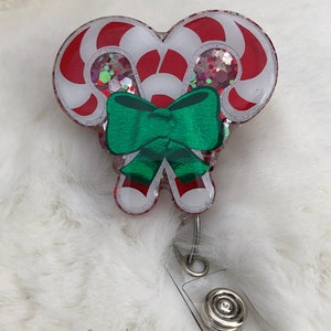 Candy Cane Badge Reel, Medical ID Holder, Glittered Retractable Reels ...
